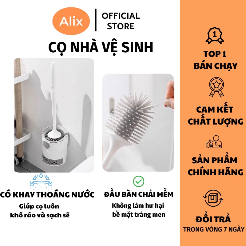 Cọ Bồn Cầu ALIX Đầu Tròn Silicon Mềm Có Giá Đựng Cắm Chổi Thoát Nước Siêu Sạch | Shopee Việt Nam