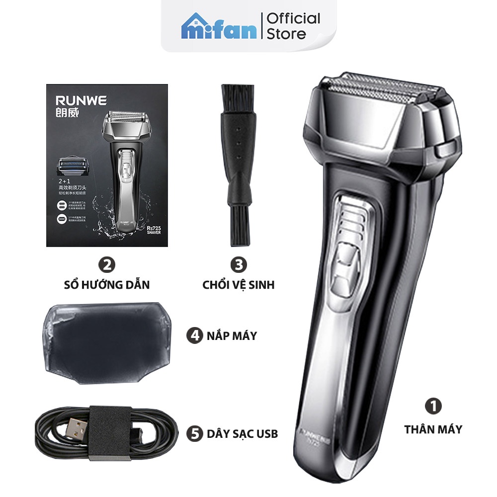 Máy Cạo Râu Mifan Runwe RS725 Cao Cấp - Thiết kế 3 lưỡi nổi 3D hiệu quả ...