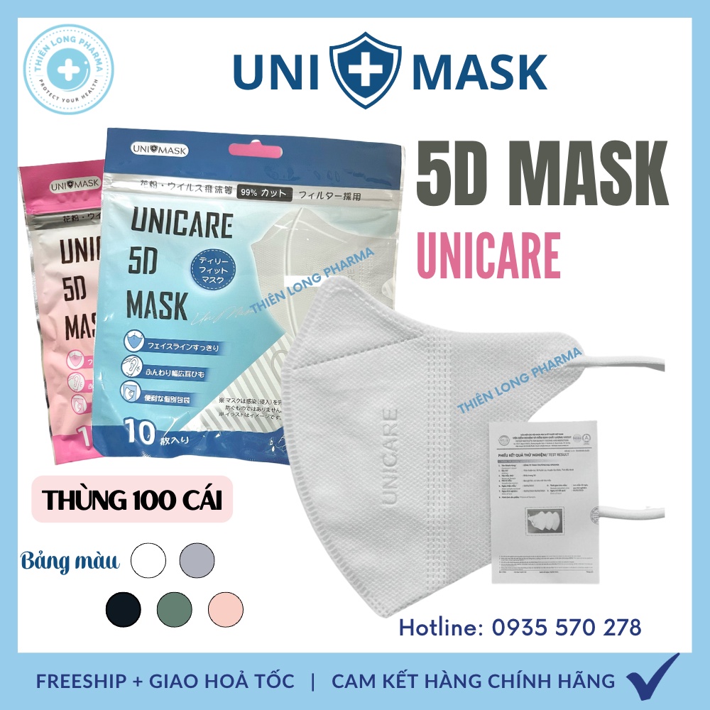 [Thùng 100Cái] Khẩu trang 5D Uni Mask 3 lớp kháng khuẩn hàng chính hãg ...