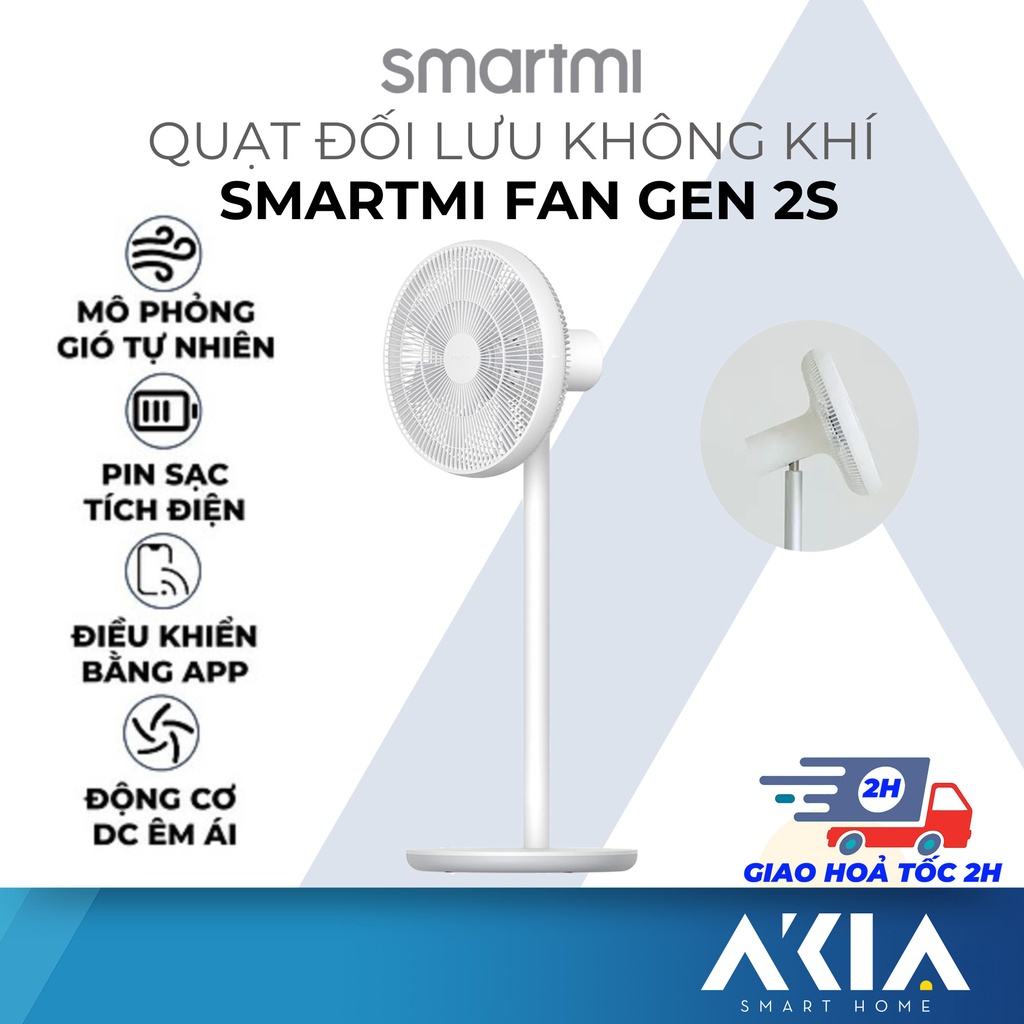 Quạt thông minh Smartmi Fan Gen 2S - Thiết kế 7 cánh gió nhẹ êm ái, Pin ...