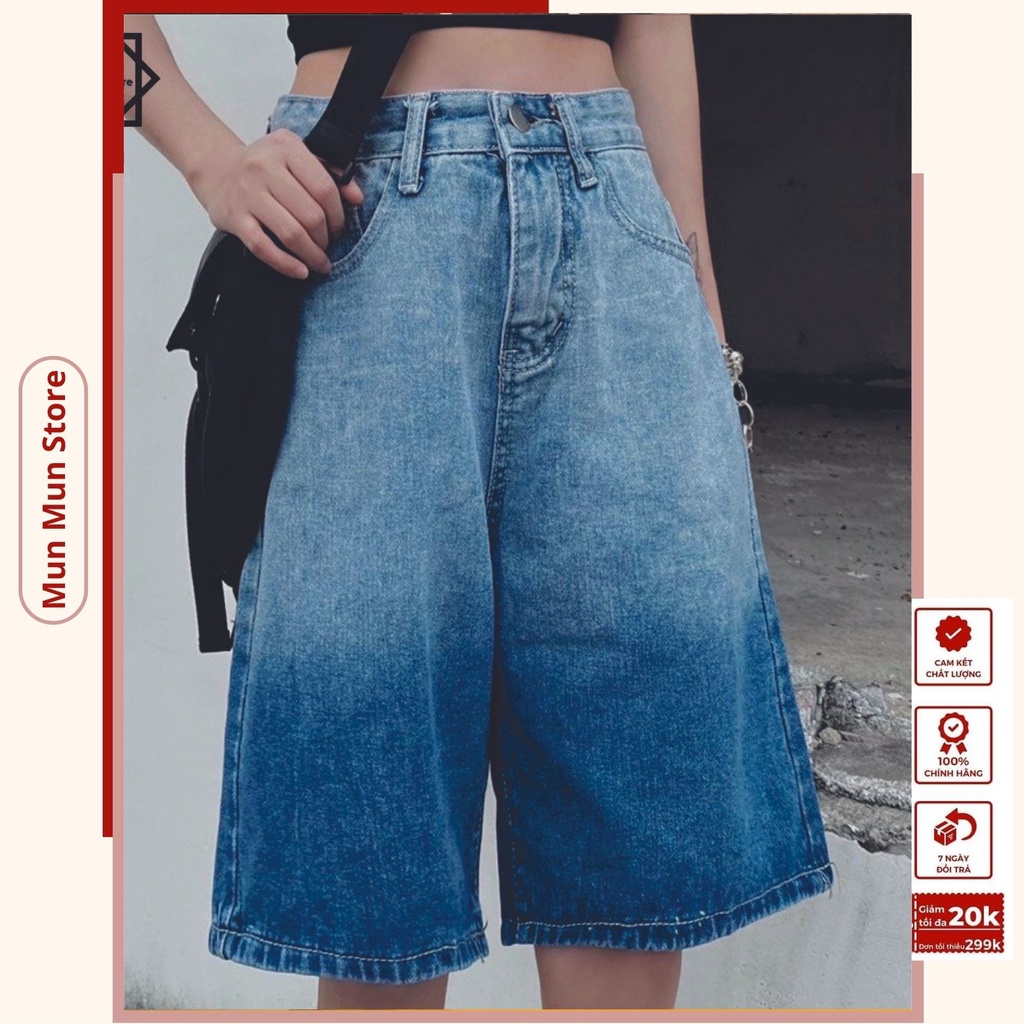 Quần short jean loang màu⚡️ MunMunStore⚡️ Quần ngố - lửng chuẩn phom ...