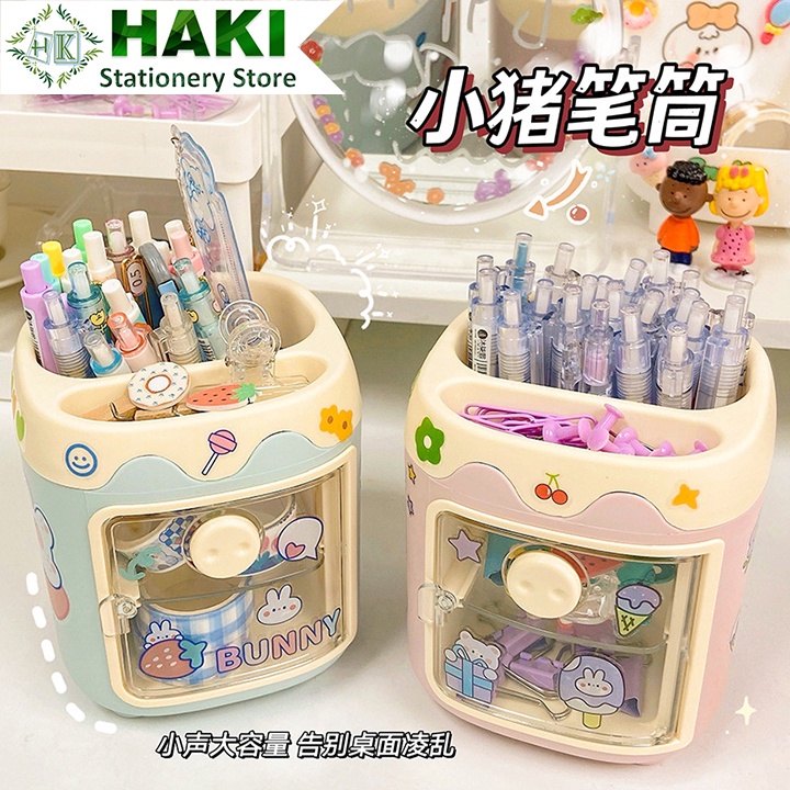 Hộp đựng bút hình heo dễ thương HAKI, ống để bút nhiều ngăn trang trí ...