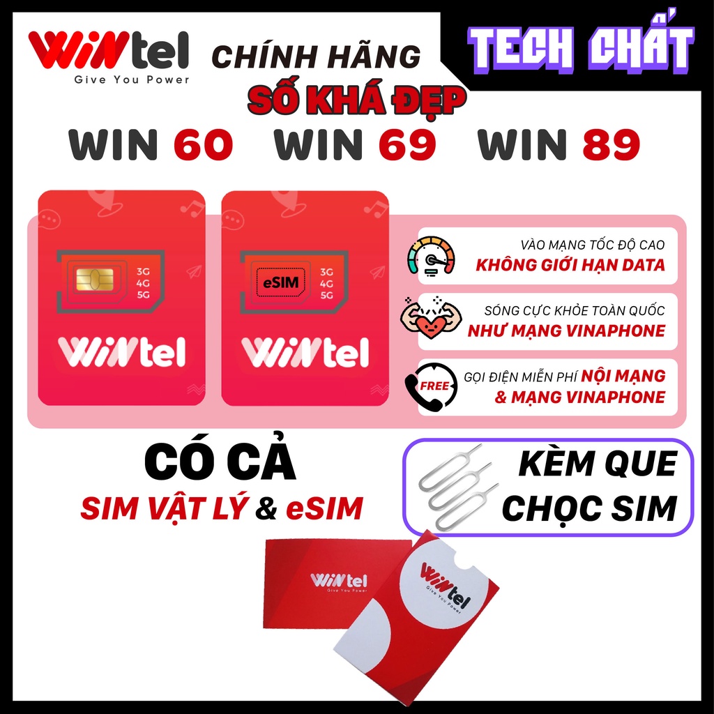 Combo SIM 4G Wintel số khá đẹp (có eSim) kèm chọc sim gọi miễn phí, vào ...