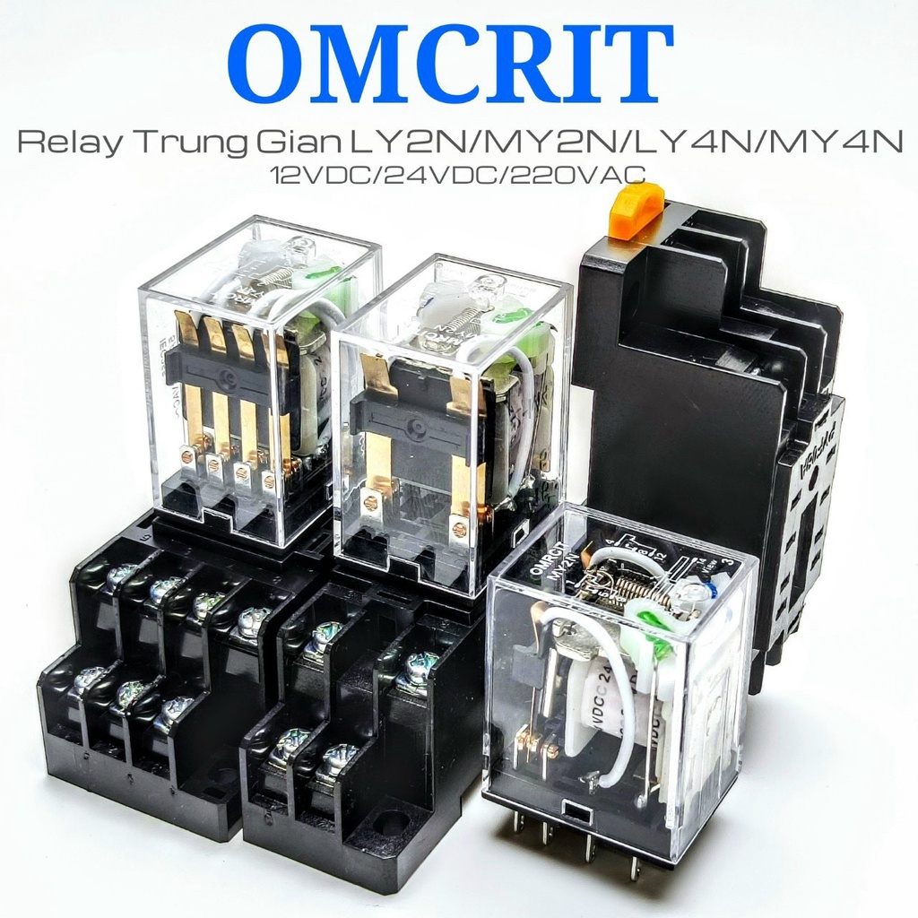 Rơ Le Trung Gian OMCRIT,Relay Trung Gian OMCRIT MY2N / LY2N / MY4N (12VDC/24VDC/220VAC) Tặng Kèm ...