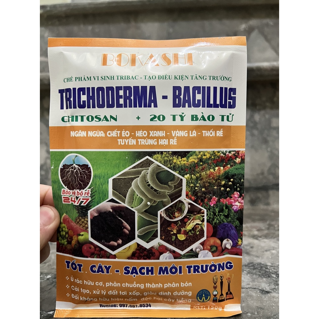 150g Nấm đối kháng Trichoderma Bacillus, chế phẩm nấm tricoderma bón ...