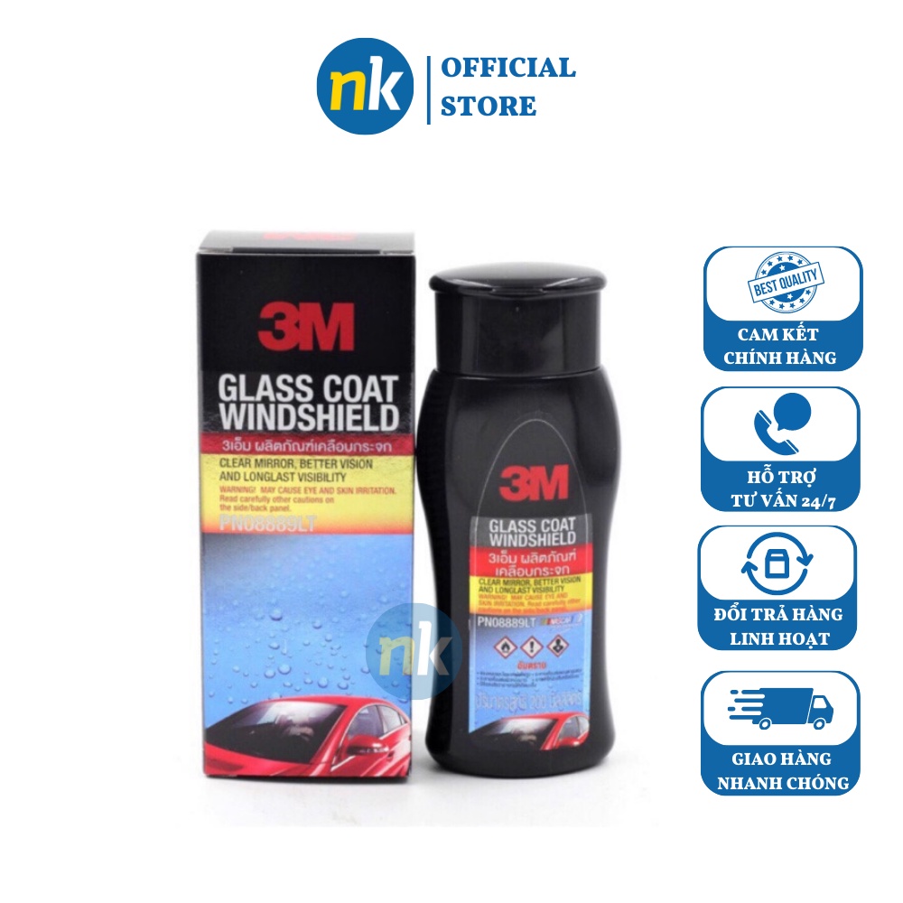 Dung dịch chống bám nước trên kính xe 3M 08889 LT Glass Coat windshield ...