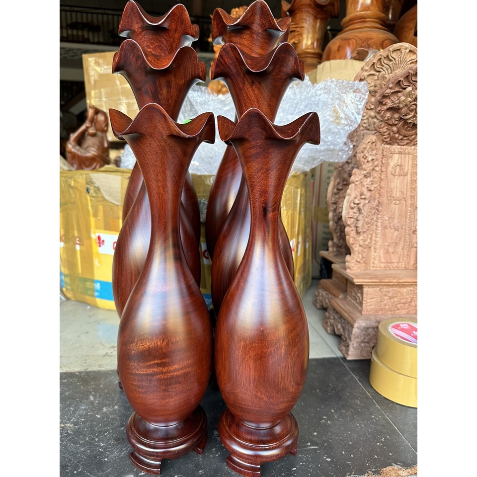 Cặp lục bình trơn gỗ lim nguyên khối cao 40-50-60 cm | Shopee Việt Nam