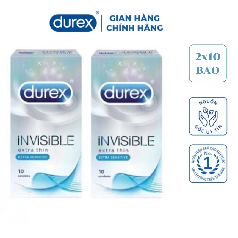 Combo 2 hộp bao cao su Durex Invisible Extra Thin Extra Lubricated 10 bao | Shopee Việt Nam