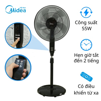 [CHÍNH HÃNG] Quạt cây đứng có điều khiển từ xa Midea FS40-15QR quạt ...