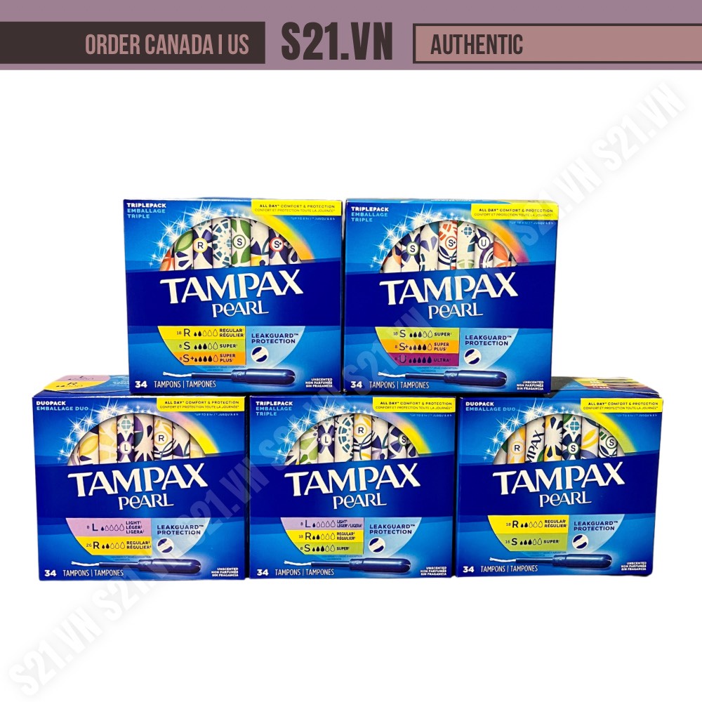 Băng Vệ Sinh Tampon Dạng Que Có Ống Đẩy Mix Loại Tampax Pearl Leakguard ...