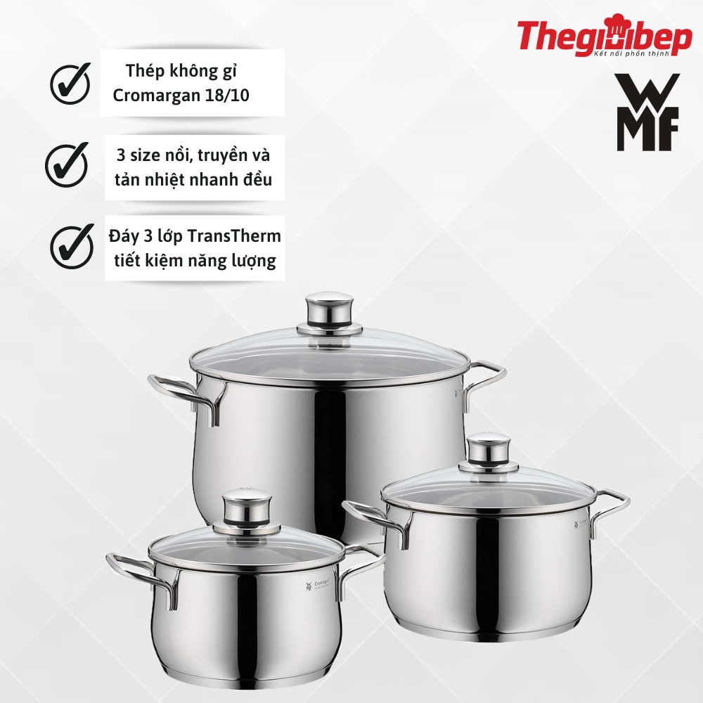 Bô nồi đa năng WMF Diadem Plus Cookware Set 3 chiếc chống dính truyền ...