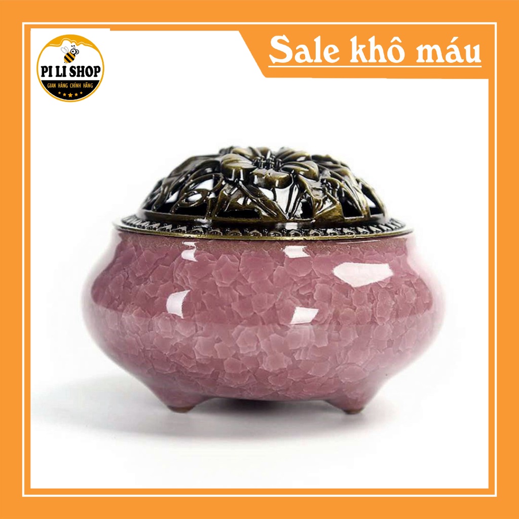 Lư Đốt Trầm Hương Lư Xông Trầm Đỉnh Đốt Nhang Vòng Phong Thủy Bằng Gốm Sứ Cao Cấp Tinh Xảo Kèm