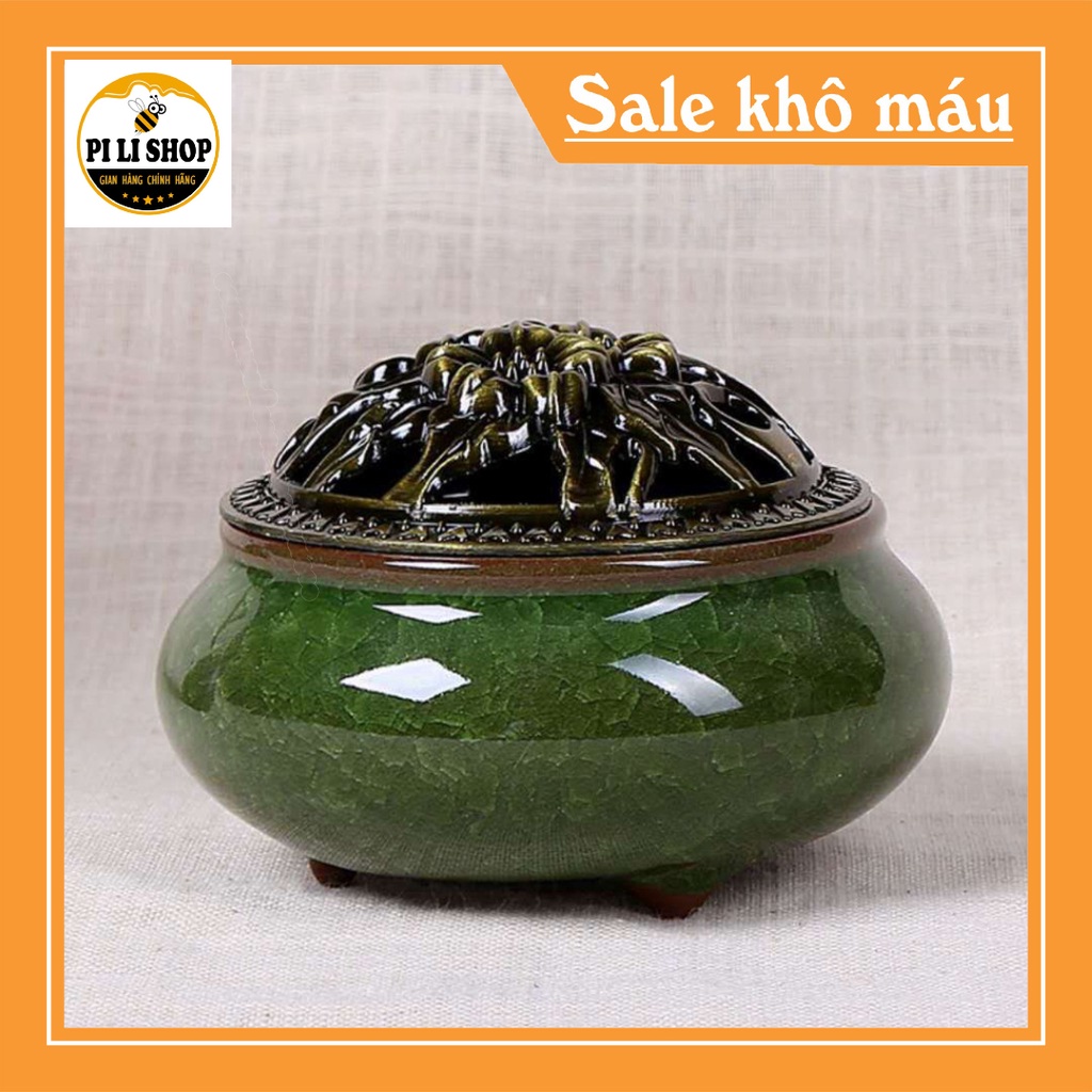 Lư Đốt Trầm Hương Lư Xông Trầm Đỉnh Đốt Nhang Vòng Phong Thủy Bằng Gốm Sứ Cao Cấp Tinh Xảo Kèm