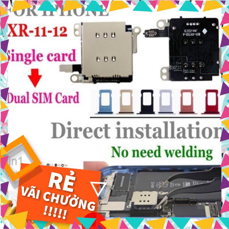 Khay sim độ 2 sim vật lý cho XR - 11 - 12 ( Ổ+ Khay 2 sim) . BH 12 ...