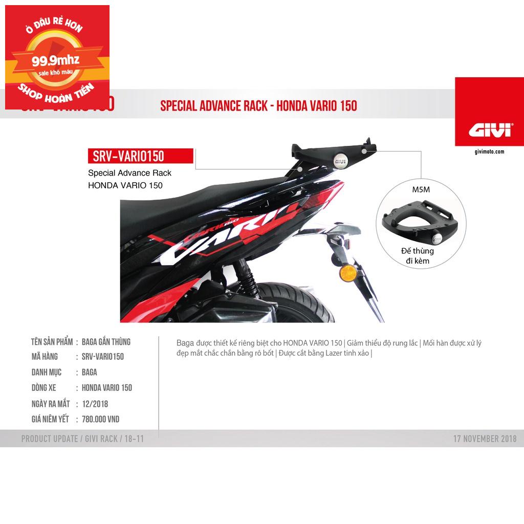 BAGA GIVI SRV ĐẶC BIỆT BAO GỒM ĐẾ CHO XE CB250, FZ, Vario, GSX, PCX ...