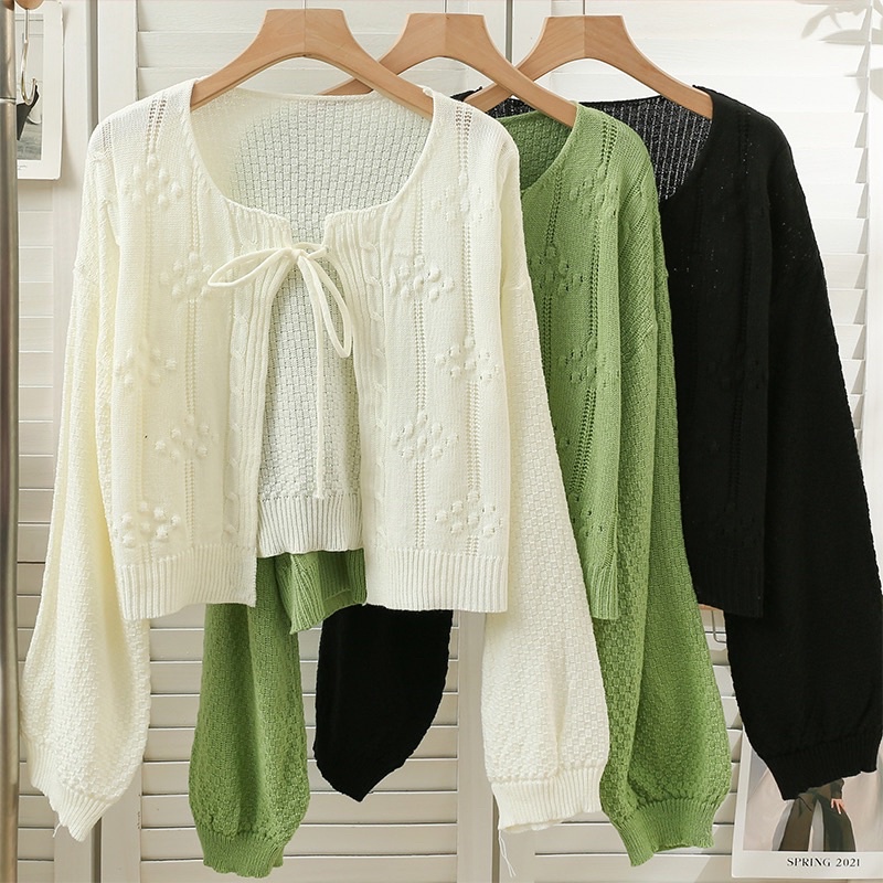 Khoác cardigan len mỏng mát thắt dây | Shopee Việt Nam