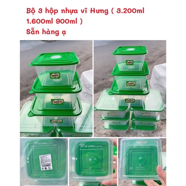Bộ 3 hộp nhựa Milo cao cấp | Shopee Việt Nam