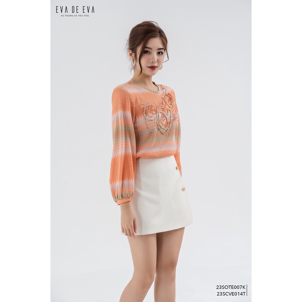 Áo sơ mi nữ tay dài cổ tròn Eva de Eva 23SOTE007K | Shopee Việt Nam