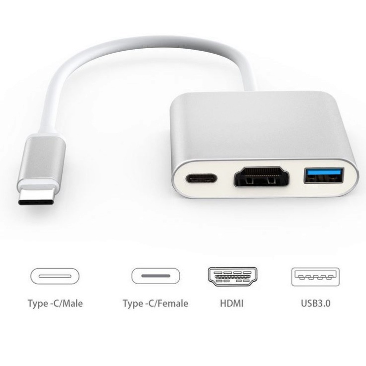 Cáp chuyển đổi từ typec sang HDMI + USB 3.0 kết nối tivi máy chiếu máy ...