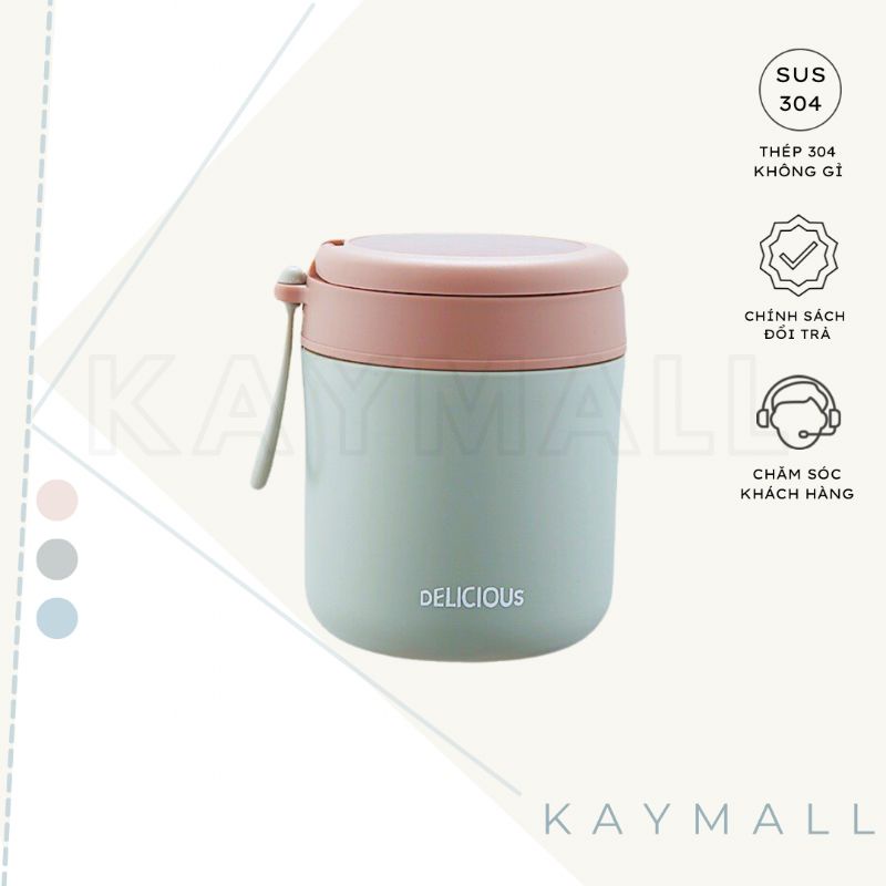 Cốc Đựng Canh Giữ Nhiệt, Ủ Cháo Lõi Inox 304, Dung Tích 430ml Tặng Muỗng Nhựa PP. | Shopee Việt Nam