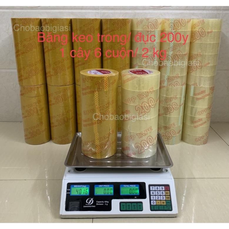 {1 cây/ 6 cuộn} Băng keo trong, băng keo đục 200yard đủ 2kg/ cây, lõi nhỏ, độ dính cao (Sp y ...