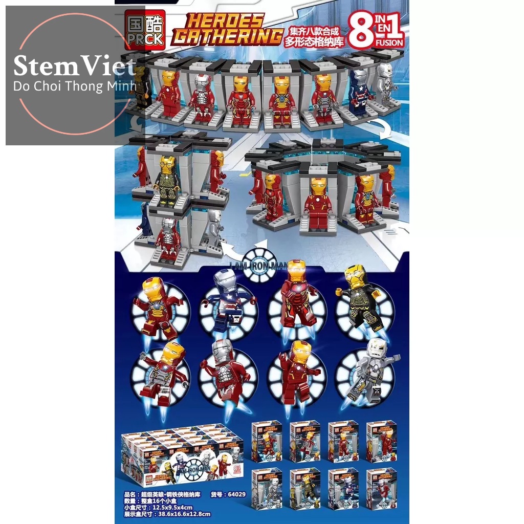 Đồ chơi xếp hình Super Heroes Superhero · Iron Man Ganaku 8 Kiểu PRCK 64029, mô hình lắp ráp ...