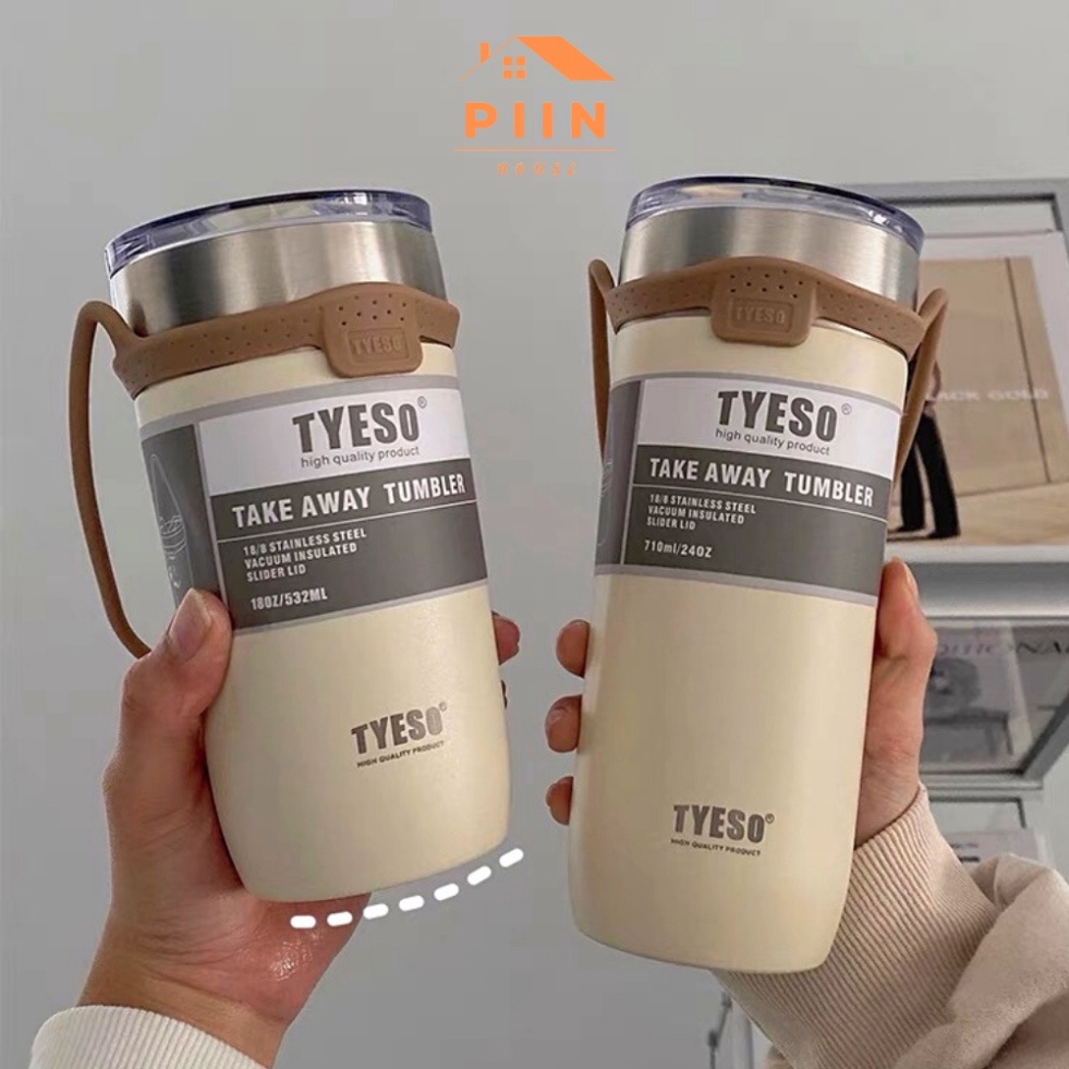 Bình nước giữ nhiệt có quai tặng kèm 2 ống hút, sticker inox 304 màu kem, 550ml/710ml thời gian ...