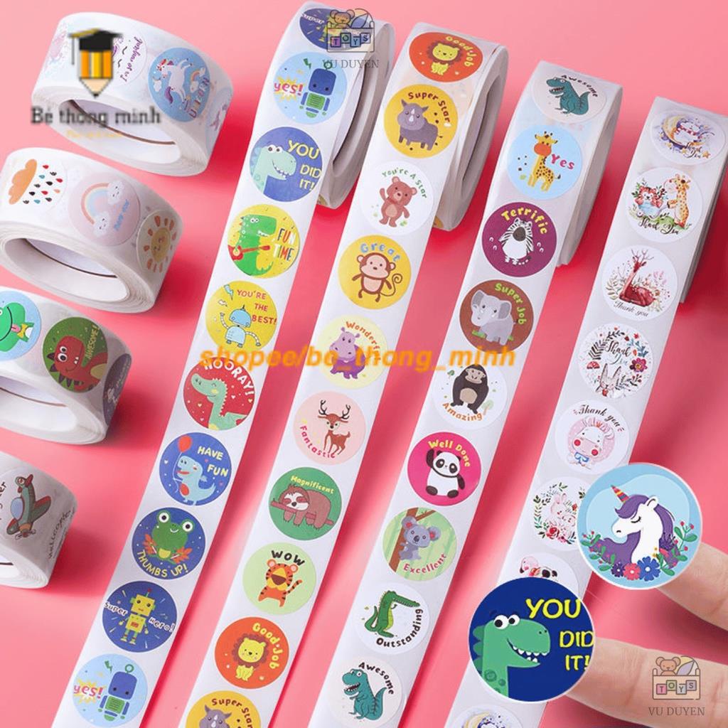 Cuộn 500 tem nhãn dán sticker khen thưởng thank you, set 500 sticker ...