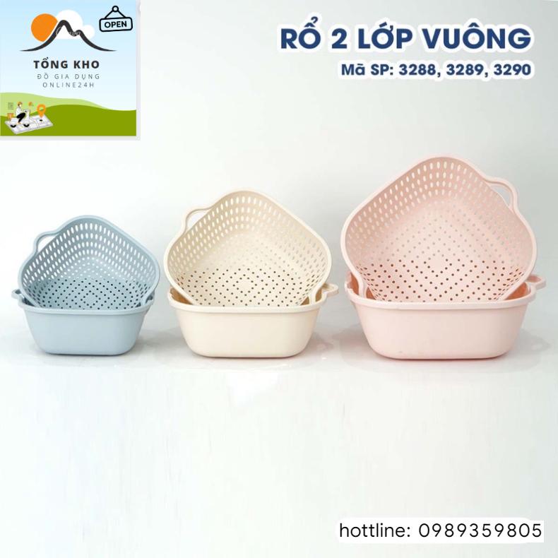 Bộ Thau Rổ Nhựa 2 cái Rửa Rau Hoa Củ Quả Cao Cấp- 3288/3289/3290 ...