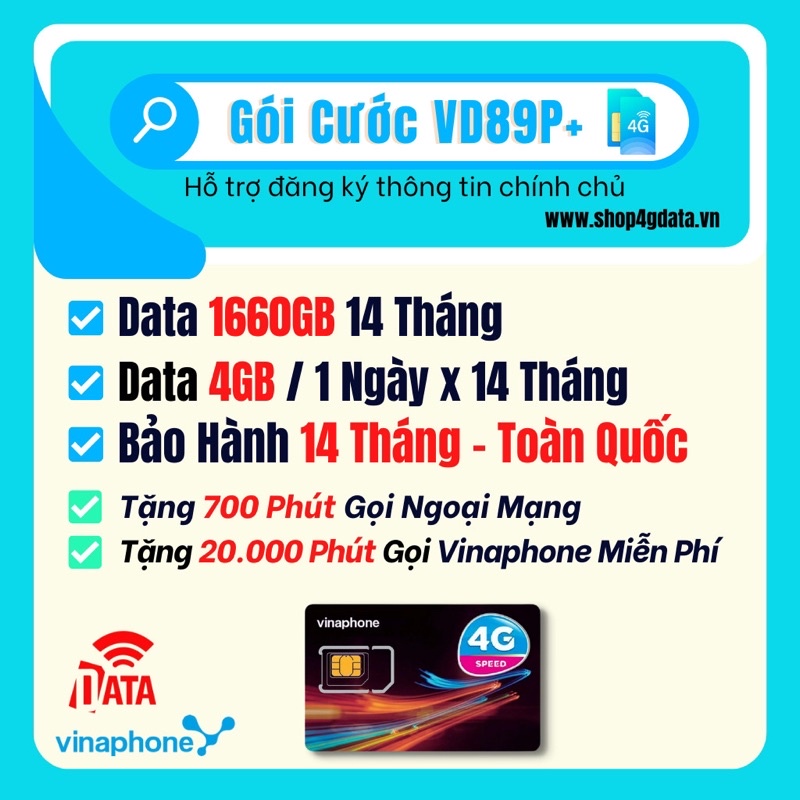 SIM 4G - VD89 1Năm ( DATA + Gọi MIỄN PHÍ +CẢ NĂM ) 2GB/Ngày Không Cần ...