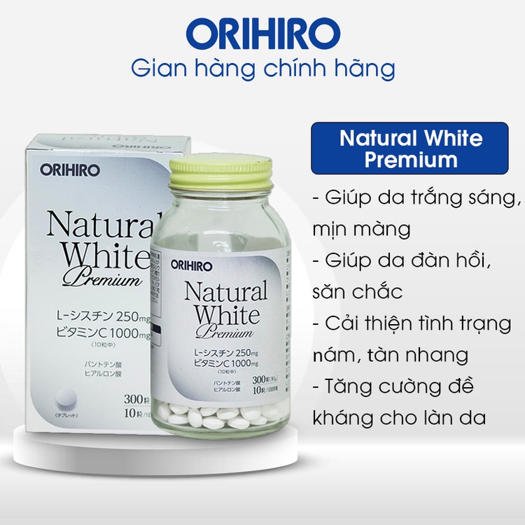 Viên uống trắng da Natural White Premium ORIHIRO 300 viên | Shopee Việt Nam