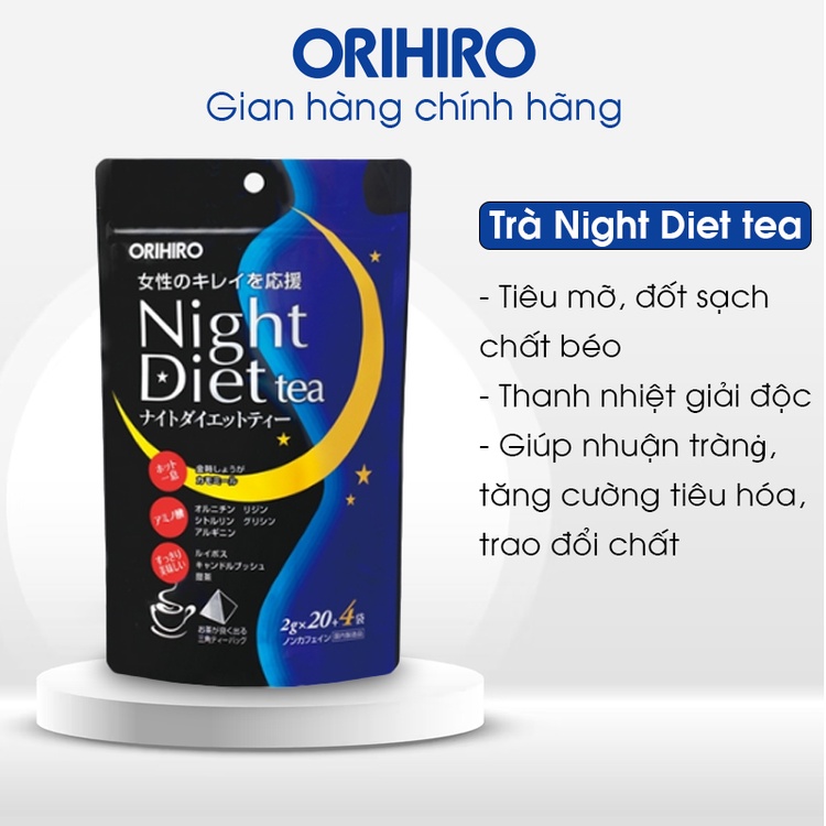 Trà giảm cân Night Diet Tea Orihiro 20 gói/túi và 24 gói/túi | Shopee ...