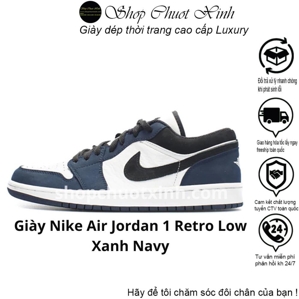 Giày jd1 thấp xanh navy bản trung cao cấp đủ size nam nữ full phụ kiện ...