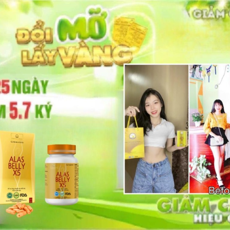 Thảo mộc hỗ trợ giảm cân Alas belly x5 hộp 30 viên giảm từ 5-8kg ...