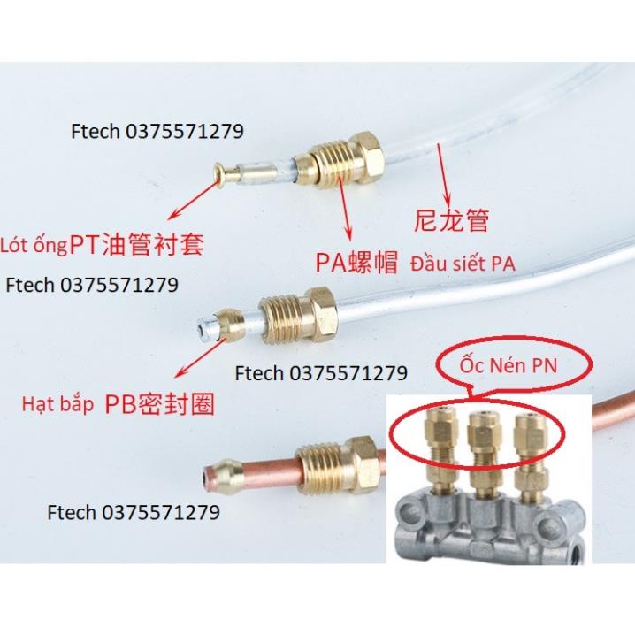 Đầu nối đồng phi 4 6 8 dầu bôi trơn làm mát dầu thẳng PD , góc PL , hạt bắp PB , đầu siết PA ...