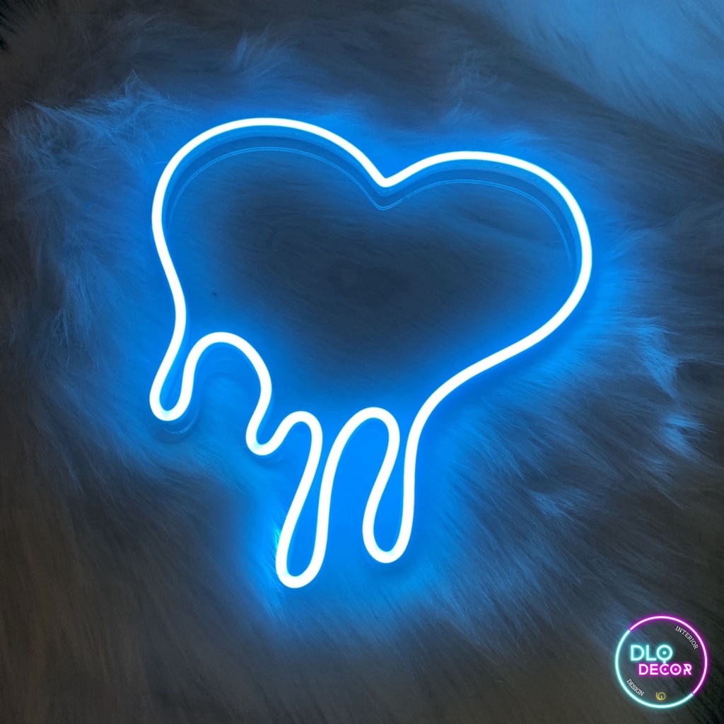 Đèn led neon trái tim tan chảy DLQdecor 25 x 25 cm màu xanh ngọc decor ...