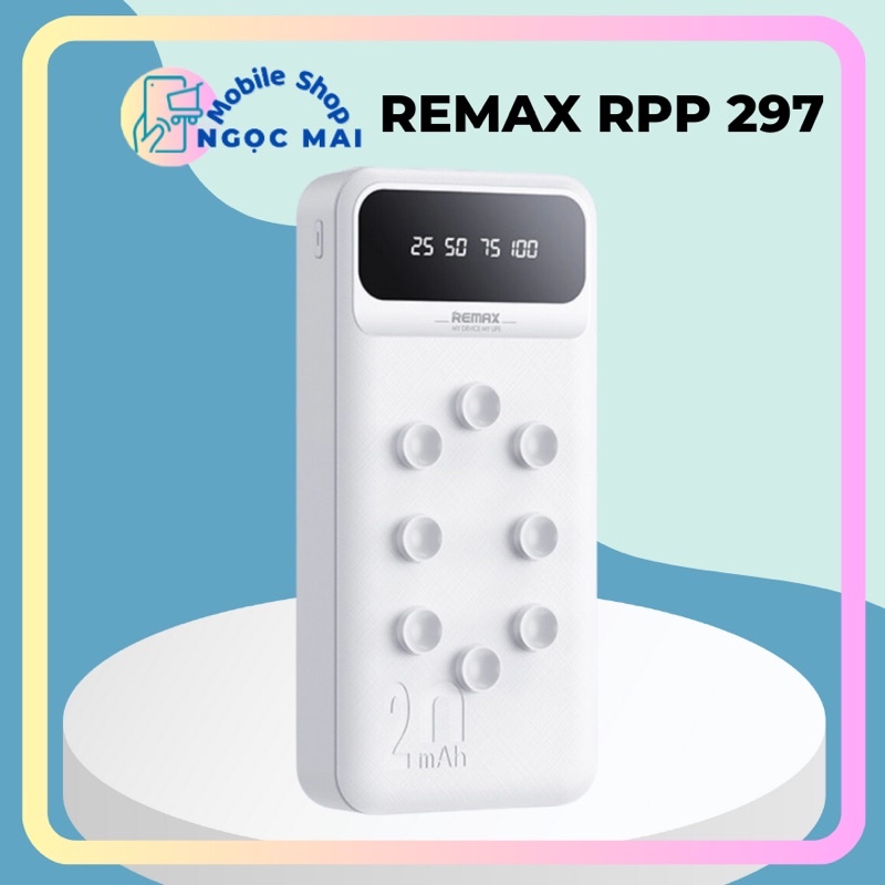 Pin dự phòng Remax RPP-297 Lefen Series 20000mAh kèm cáp 3 đầu - tích ...