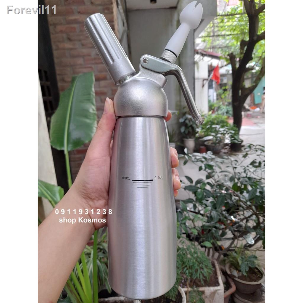 Bình xịt kem tươi MOSA và Whipper Cream inox 500ml - 1000ml (tặng kèm ...