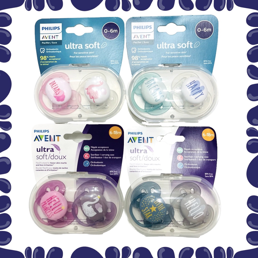 Ti giả Avent Ultra Soft chỉnh nha, hạn chế hằn lên da bé size từ 0 ...