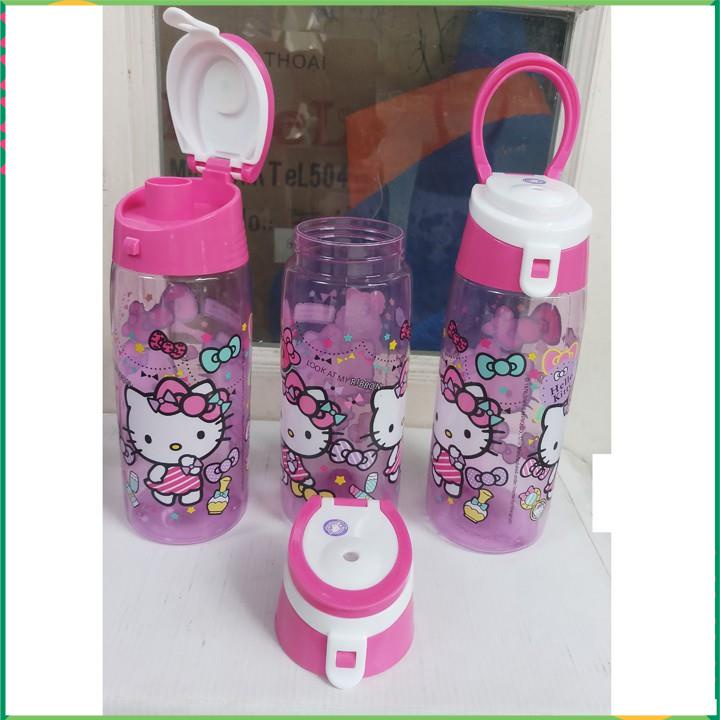 Bình nước Kitty, chó tai dài Cinnamoroll 850ml Thái Lan có khóa cài, quai xách trong suốt K850ML ...
