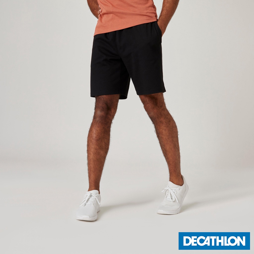 Quần short tập fitness nam bằng cotton màu đen DECATHLON DOMYOS nyamba ...