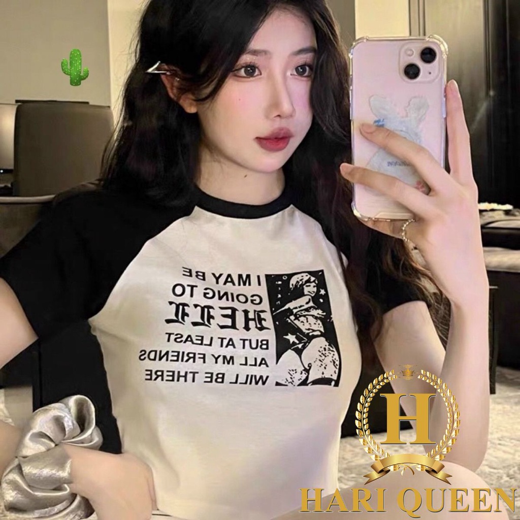 Áo Croptop Body HELL Phối Tay Ngắn HARIQUEEN | Shopee Việt Nam