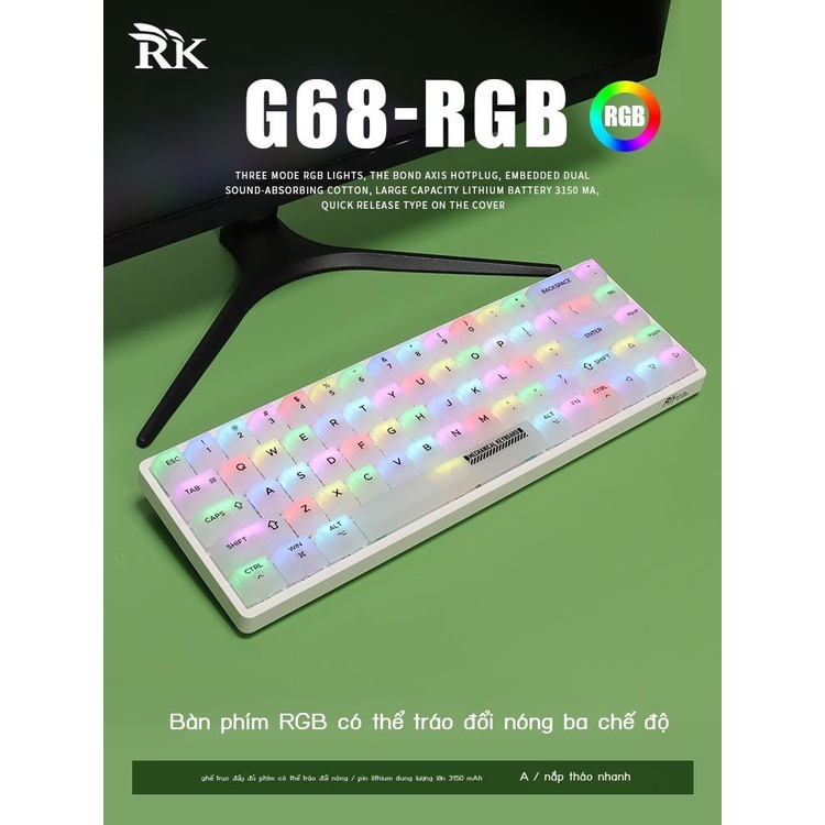 [Siêu Sale]Rk G68 Bluetooth Không Dây Bàn Phím Cơ 3 Chế Độ 68 Phím Có ...