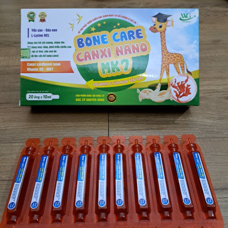 Bone care CANXI NANO MK7 Aquamin F Yến sào sữa non_Hộp 20 ống hỗ trợ phát triển chiều cao giảm ...