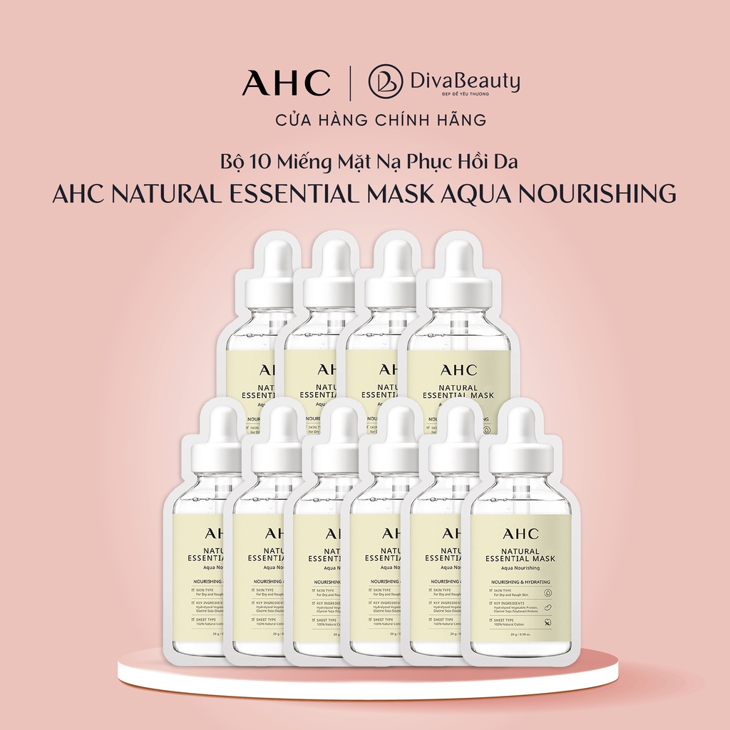 Bộ 10 miếng mặt nạ dưỡng ẩm AHC Natural Essential Mask Aqua Nourishing ...