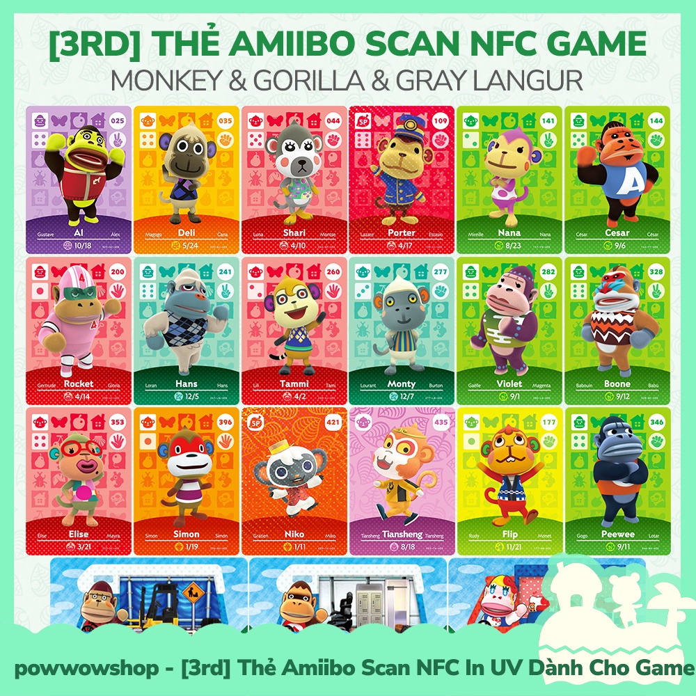 [Sẵn VN - Hỏa Tốc] 3rd Thẻ Amiibo Scan NFC Monkey & Gorilla & Gray ...