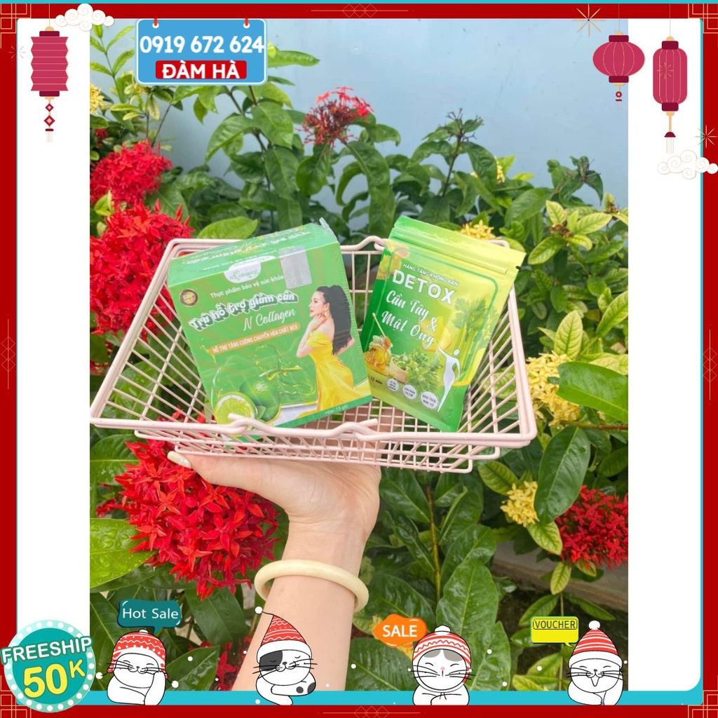 Trà Detox Chanh Giảm Cân N Collagen Chính Hãng 15 Gói+ tặng kèm detox ...