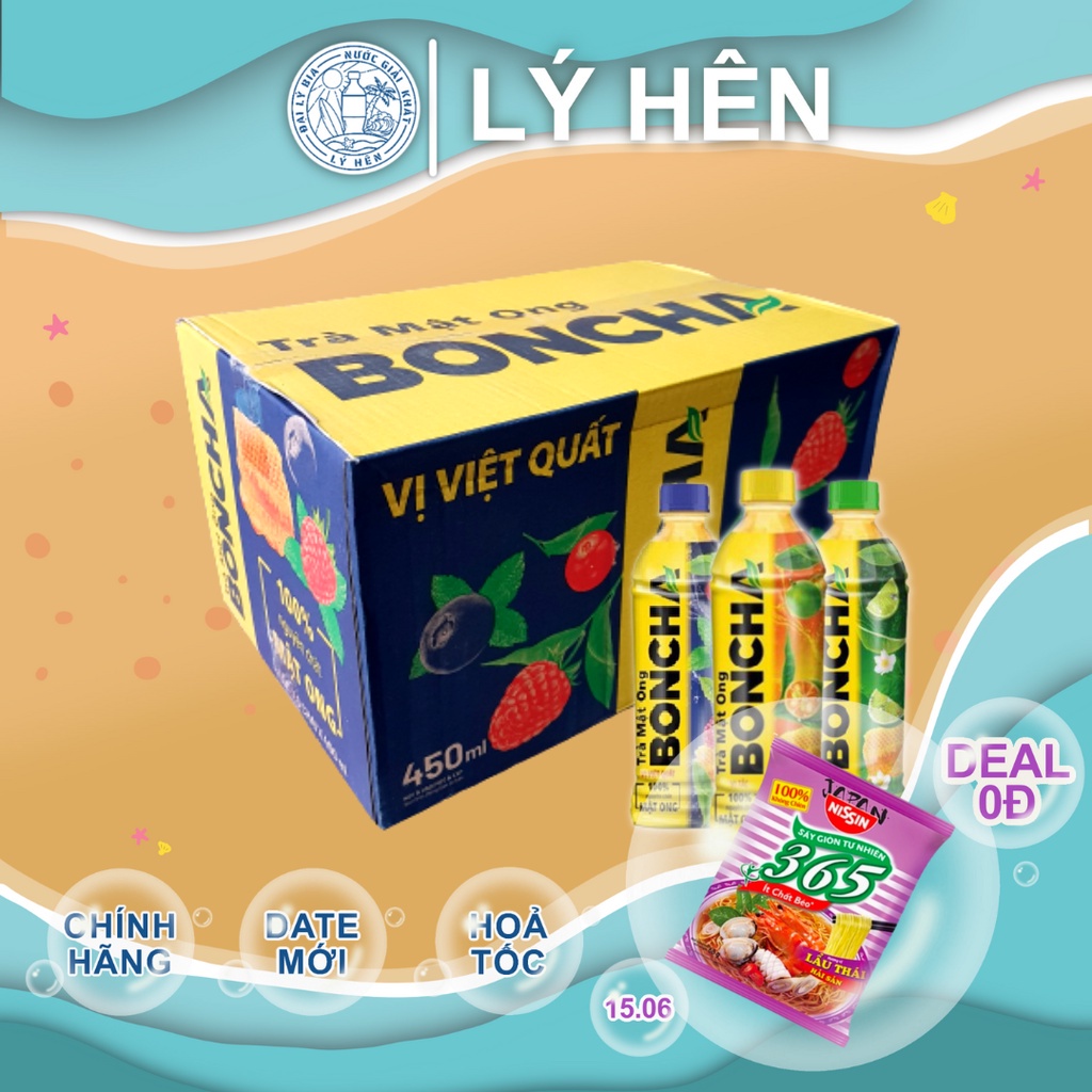 Thùng 24 Chai Trà Mật Ong Boncha Vị Việt Quất - Chanh - Tắc Chai Nhựa ...