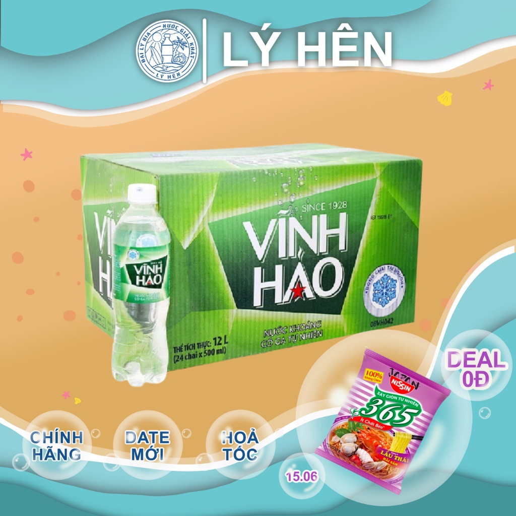 Thùng 24 Chai Nước Khoáng Đóng Chai Vĩnh Hảo Có Gas Chai Nhựa 500ml ...