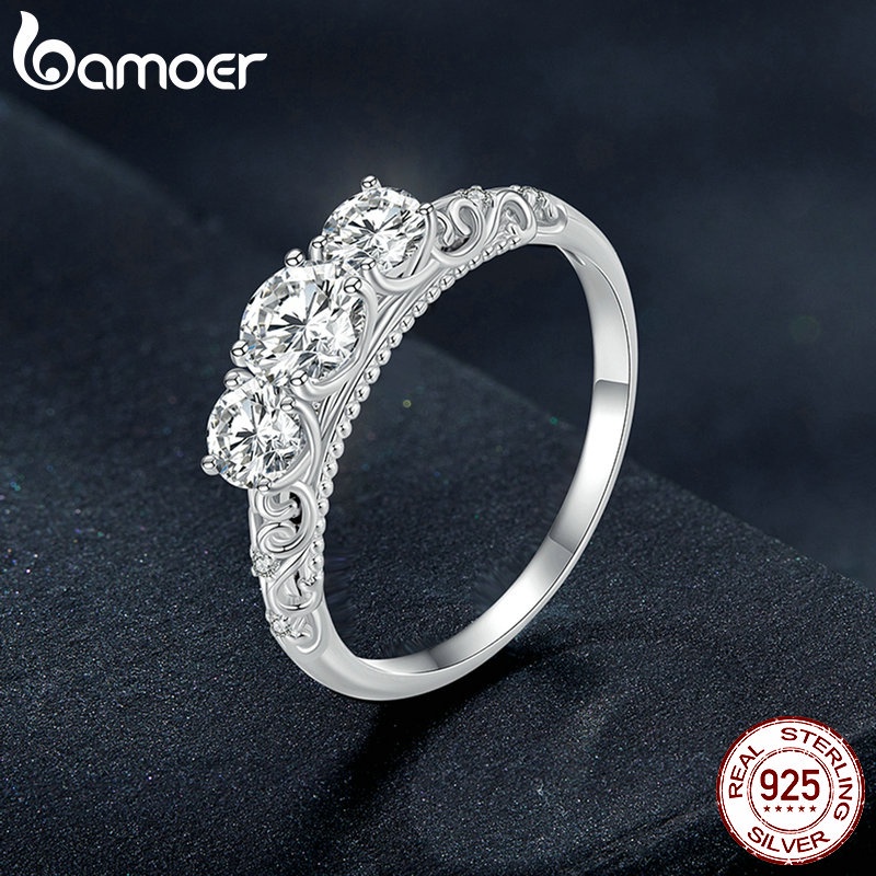 BAMOER Nhẫn Bạc 925 KiểU DáNg Sang TrọNg MSR009-6 | Shopee Việt Nam